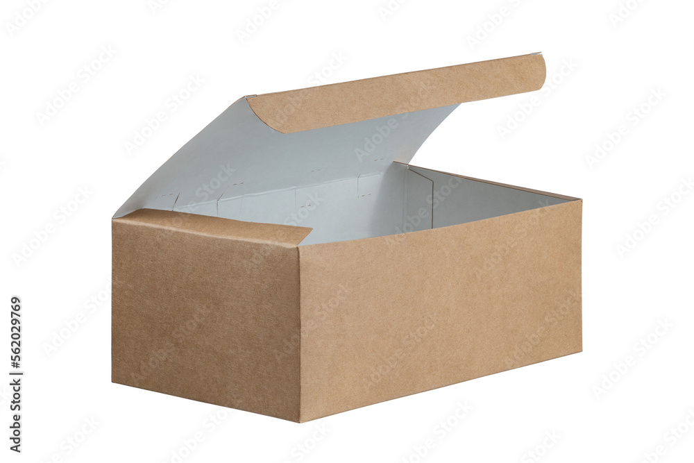 Blank closed craft box mockup, side view. Empty cardboard package for ...
