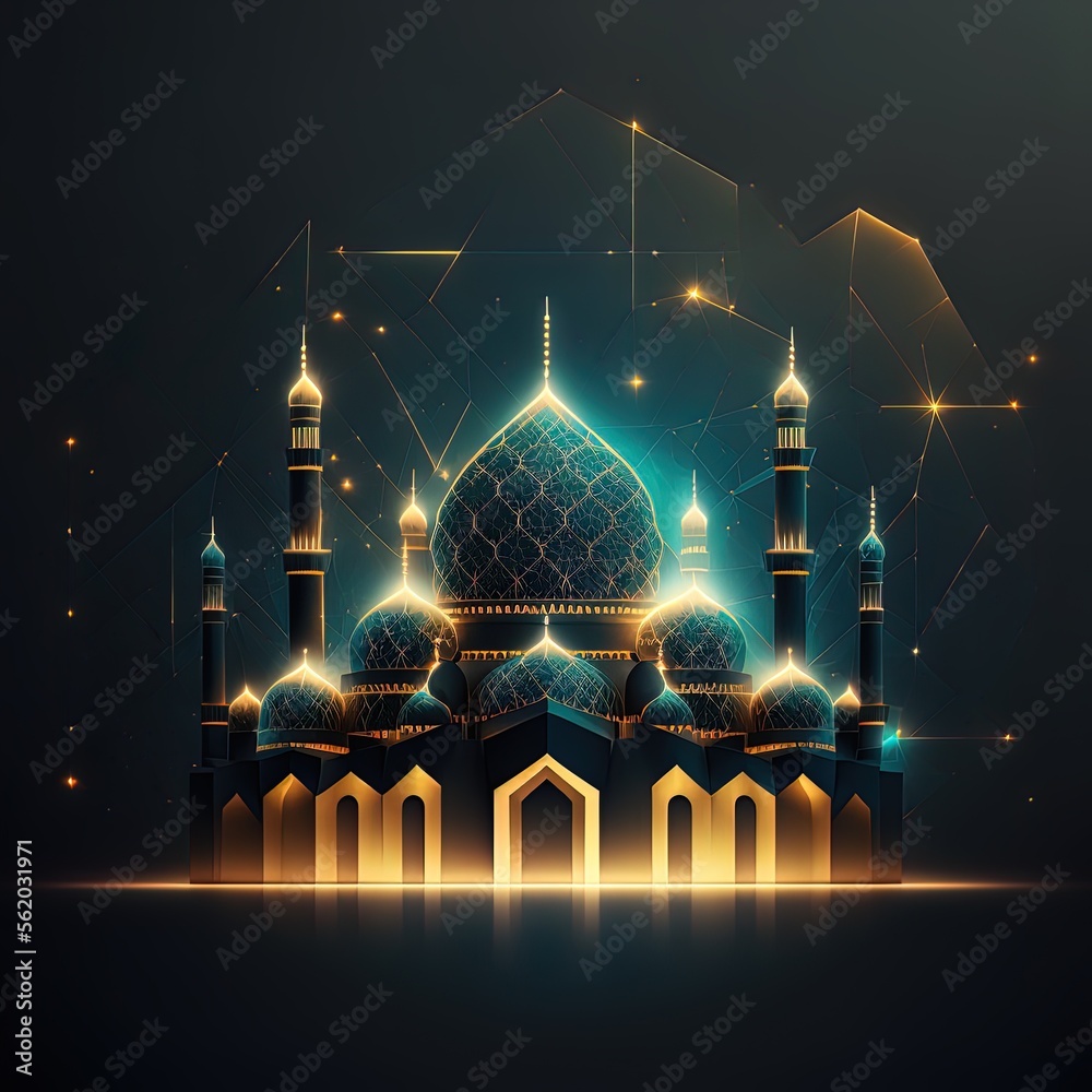 A Glowing and Beautiful Mosque Design Illustration background for ...