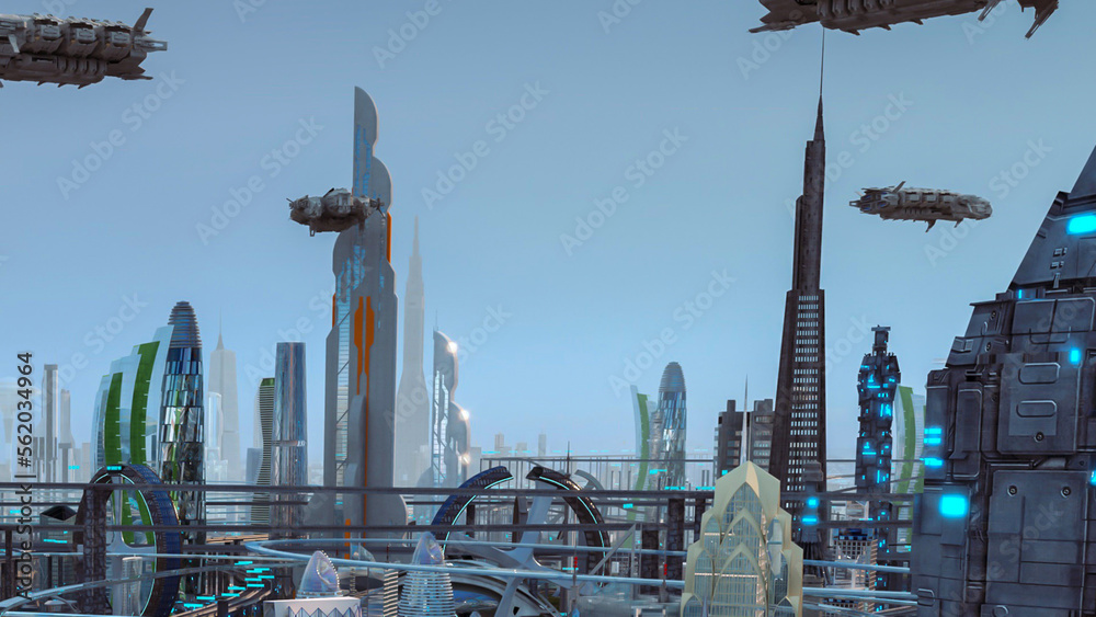 3d render futuristic city illustration Stock Illustration | Adobe Stock