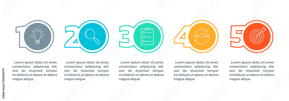 5 steps, options infographic with business icons and five numbers ...