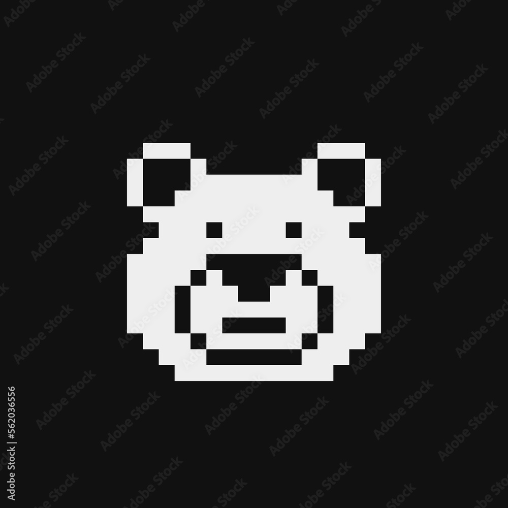Vetor de Bear head, face animal pixel art icon, emoji. Element design ...