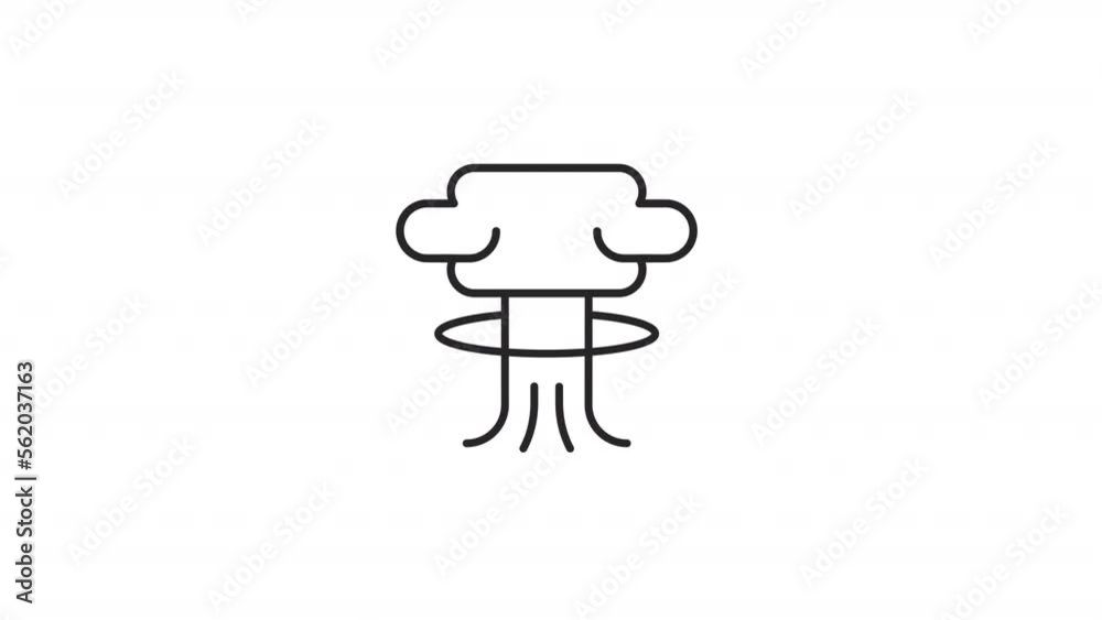 Animated atom bomb linear icon. Nuclear explosion. Radioactive mushroom ...