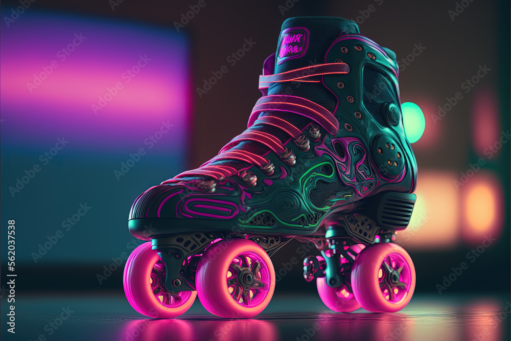 Generative AI, Roller skate in cyberpunk style, disco nostalgic 80s ...