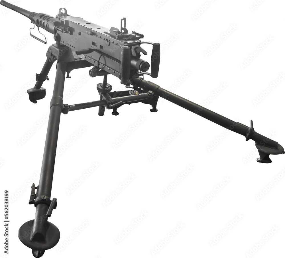 Isolated PNG cutout of a M2 machine gun from World War II on a ...