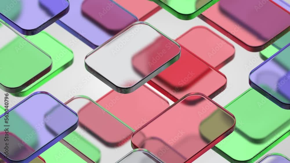 Vidéo Stock Animated abstract 3d background with sliding colorful glass ...