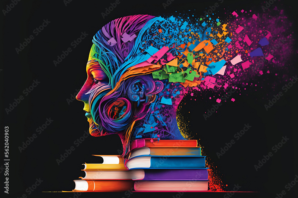 Brainwave, Conceptual Illustration of a Human Brain Overflowing with Ideas Generative AI Stock ...