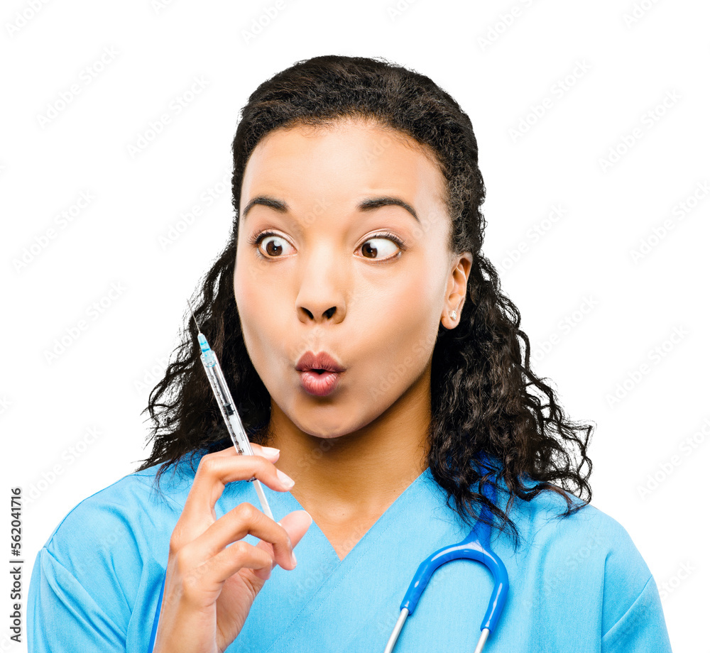 PNG of a young female doctor ready to inject a patient isolated on a ...
