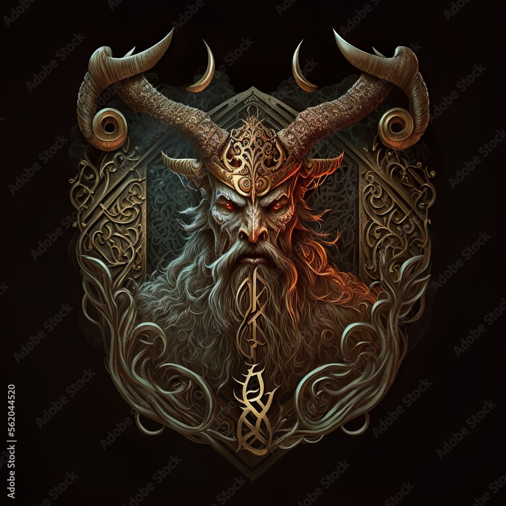 AI generated art: A powerful epic norse-inspired emblem of a Viking ...