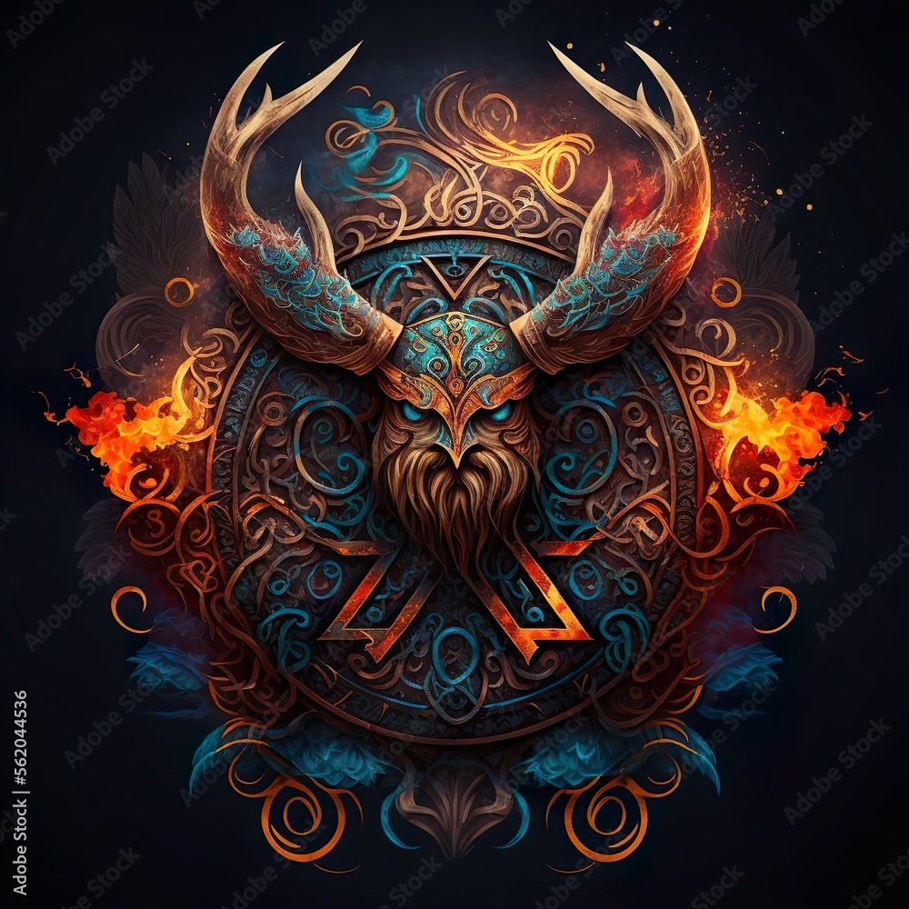 AI generated art: A powerful epic norse-inspired emblem of a Viking ...