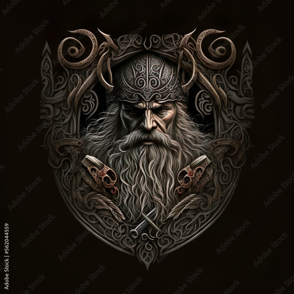 AI generated art: A powerful epic norse-inspired emblem of a Viking ...