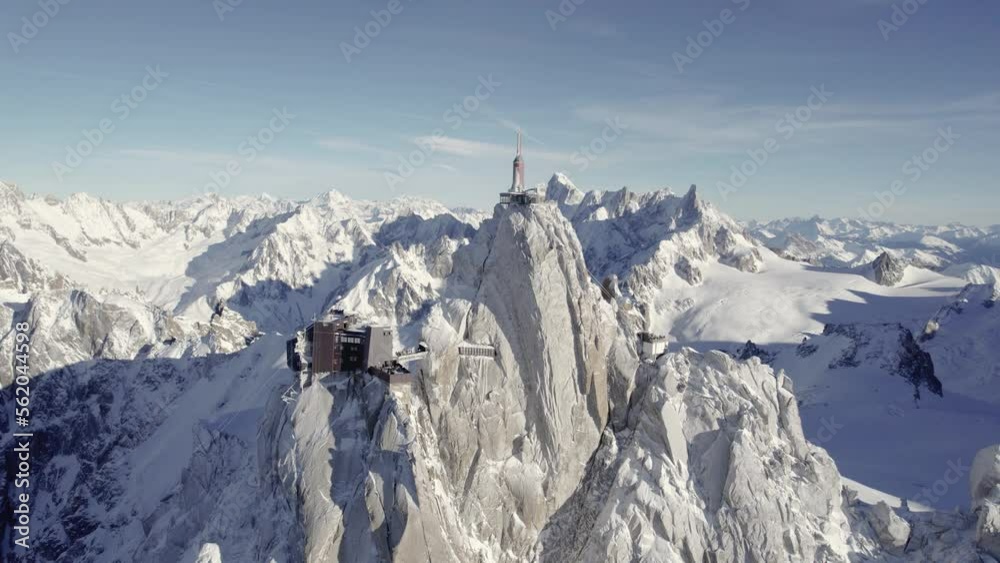 Observatory and visitor center Aiguille du Midi the Mont Blanc Mountain ...