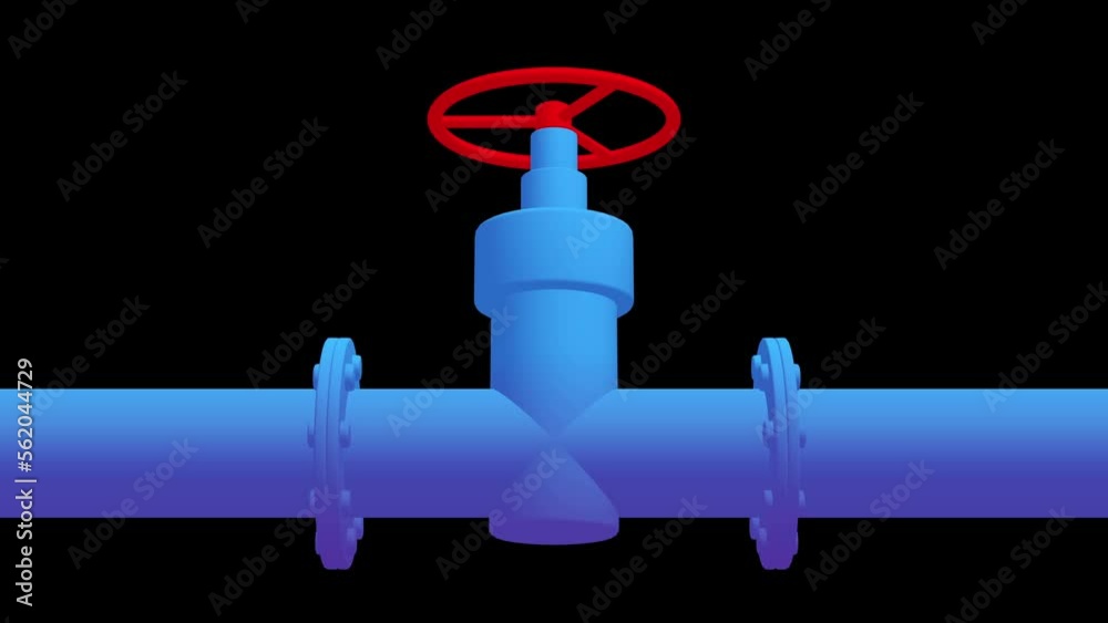 Red valve on the main gas pipeline. Industrial faucet for water, oil ...