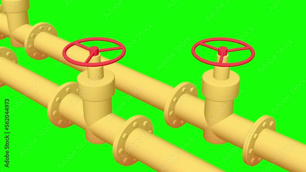 Red valve on the main gas pipeline. Industrial faucet for water, oil ...