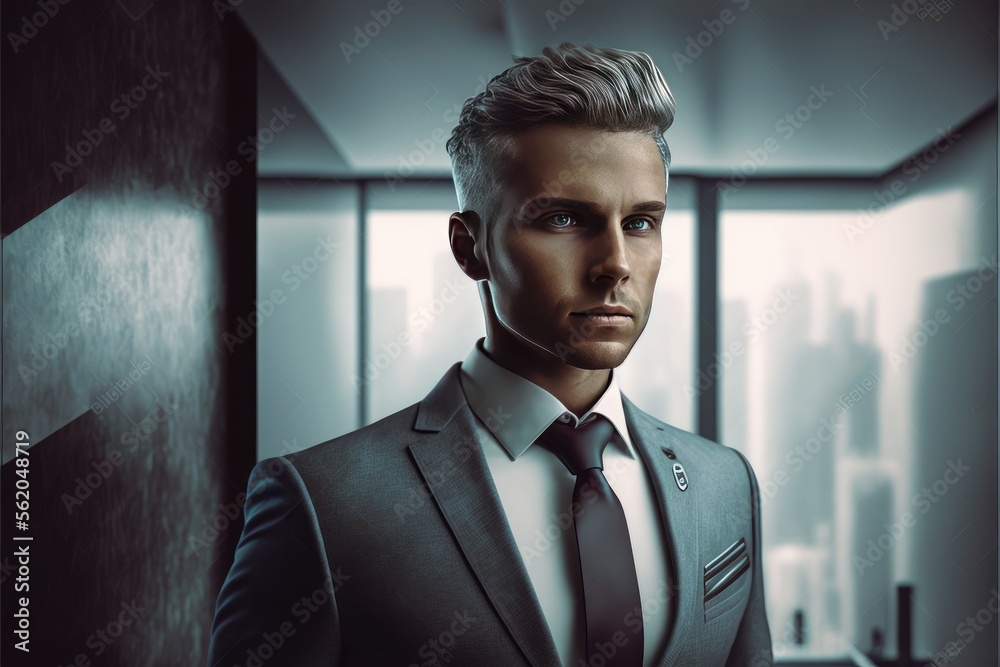Australian man in business attire in modern office, diversity in the ...