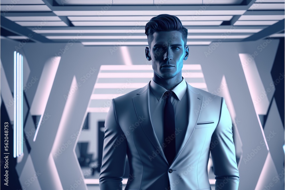 Australian man in business attire in modern office, diversity in the ...