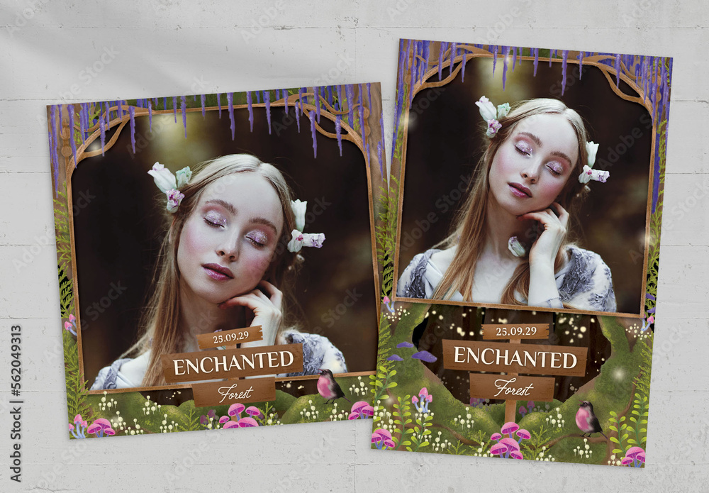 Enchanted Forest Photo Booth Layout with Fantasy Theme Stock Template ...