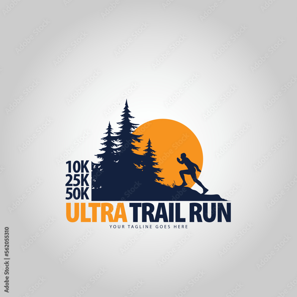 Ultra Trail running logo vector illustration on white background Stock ...