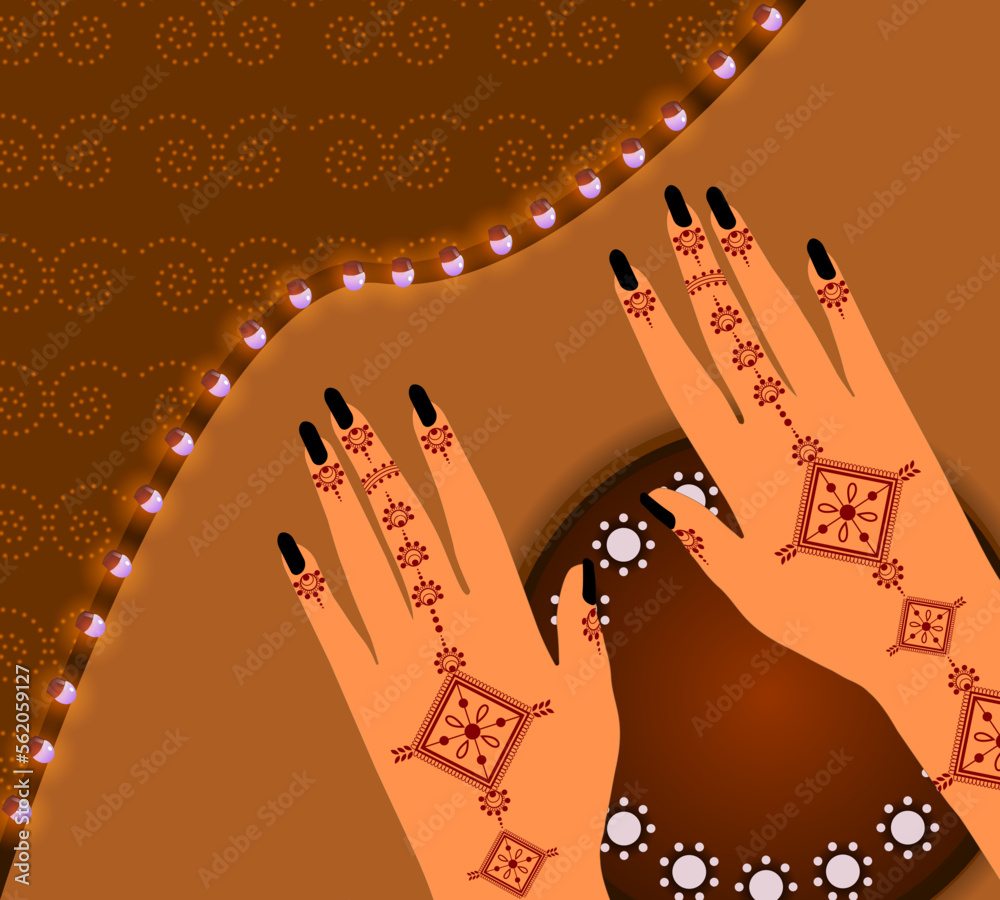 Floral Henna Mehndi Vector Hand Illustration Design, Henna Hands Vector ...