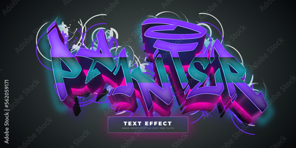 3D Graffiti Font Effect. Text Effect Mockup Stock Vector | Adobe Stock