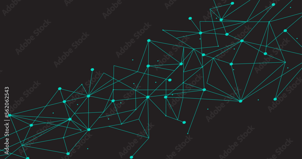 Turquoise network. Abstract connection on black background. Network ...