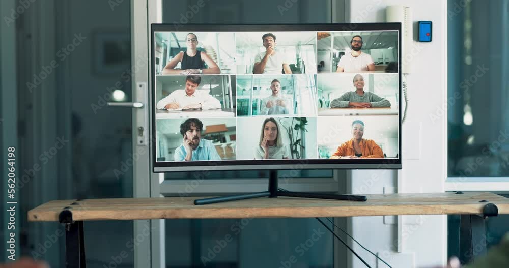 Video call, screen zoom and business meeting, online with business ...