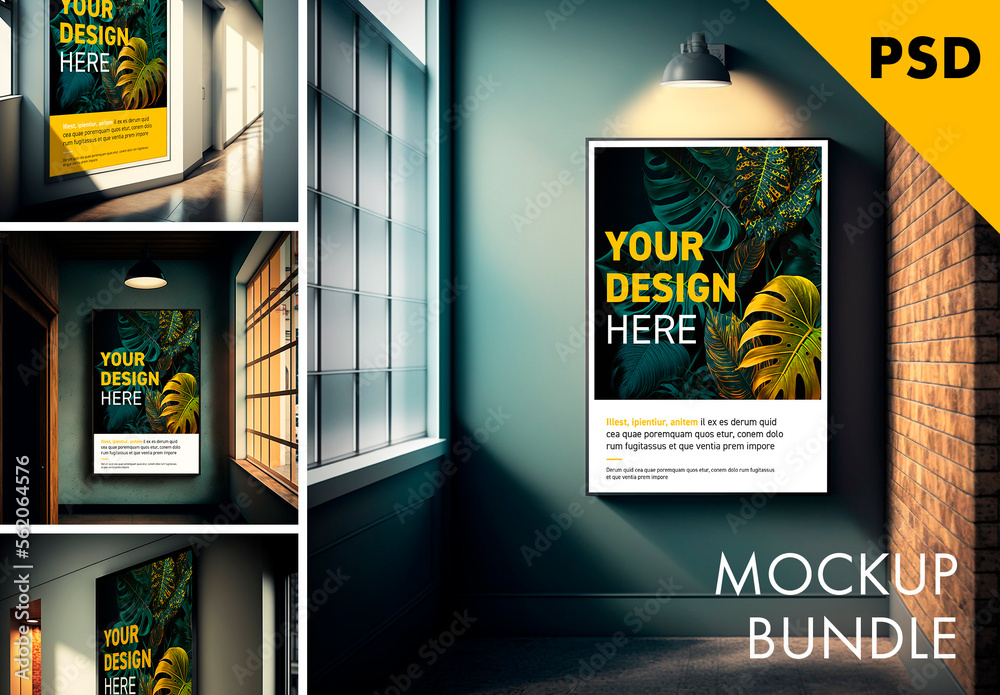 Indoor advertising poster mockup - generative ai Stock Template | Adobe ...