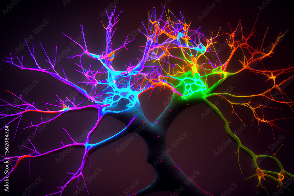 Neurons, brain cells, neural network concept, ai illustration Stock Illustration | Adobe Stock