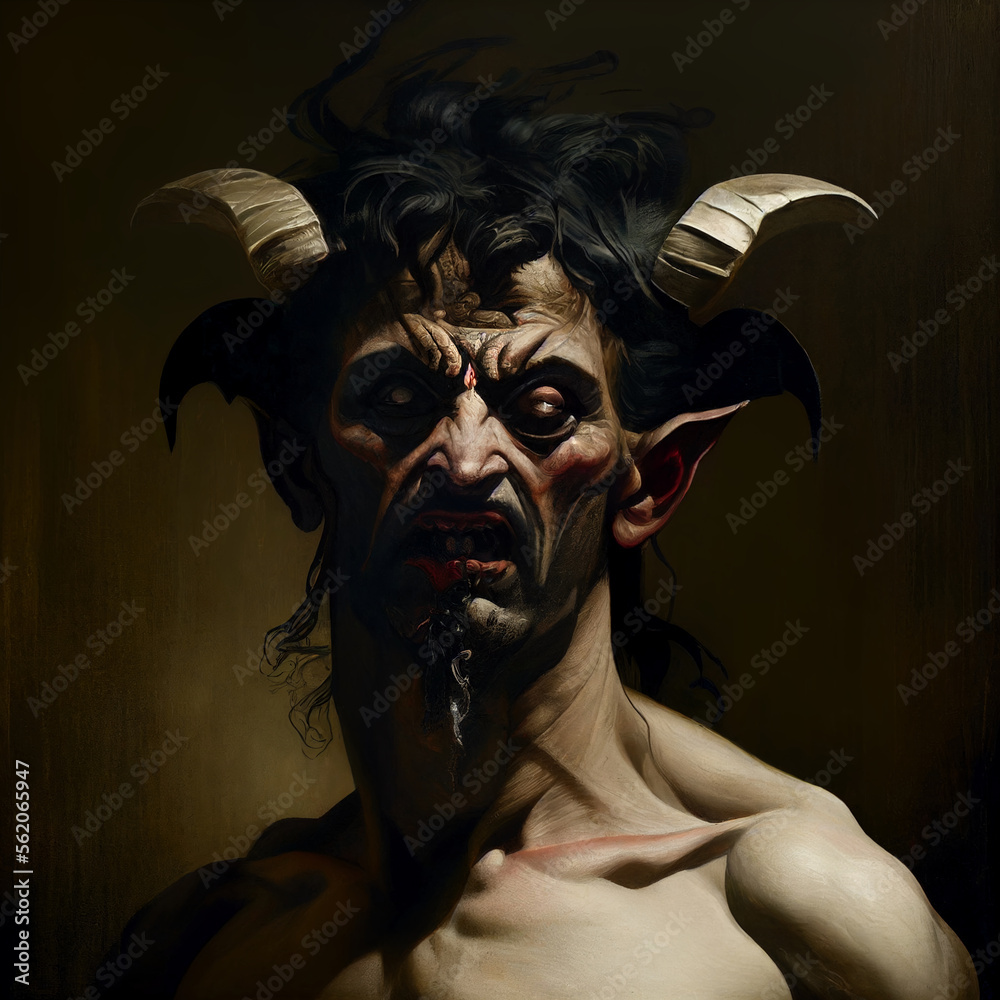 Festering Diseased Deformed Inhuman Beast Man Demon with Horns White ...