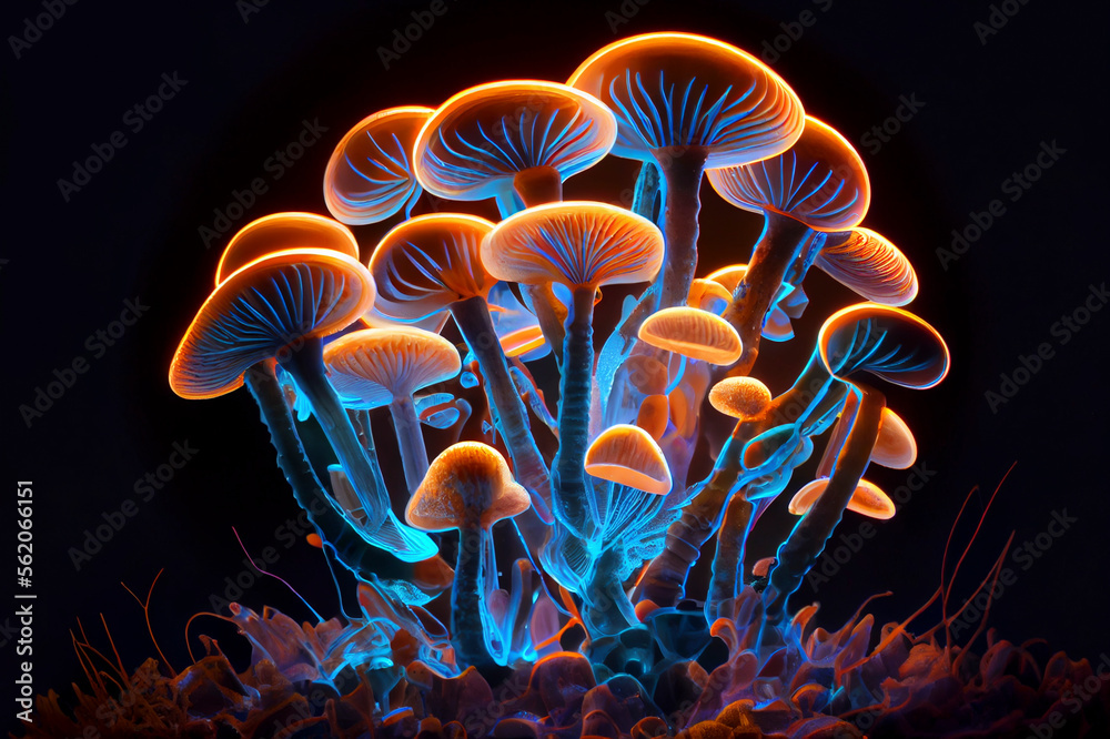 Psilocybin mushrooms, ai illustration. Commonly known as magic ...