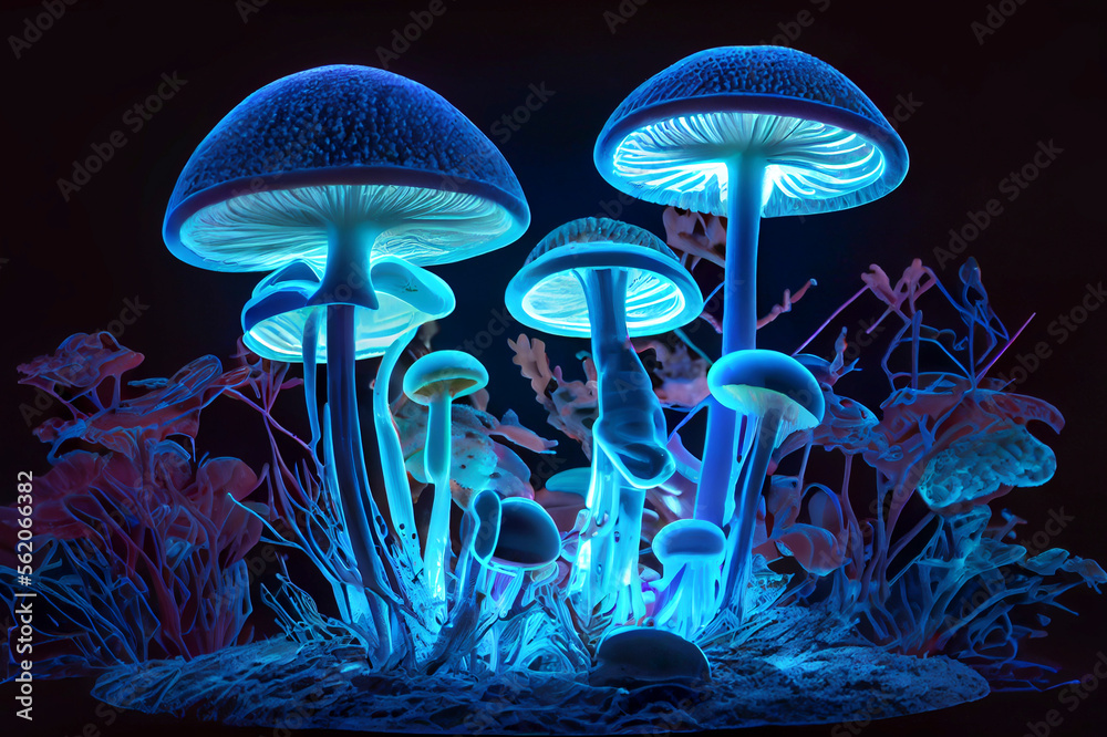Psilocybin mushrooms, ai illustration. Commonly known as magic ...