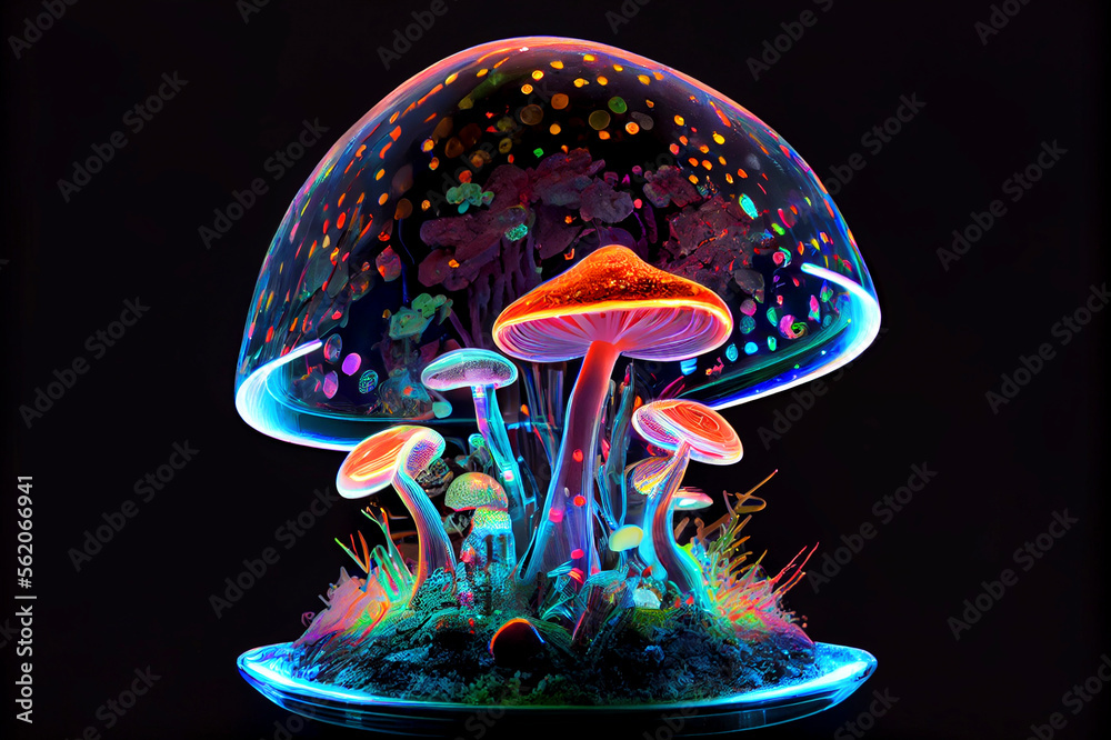 Psilocybin mushrooms, ai illustration. Commonly known as magic ...
