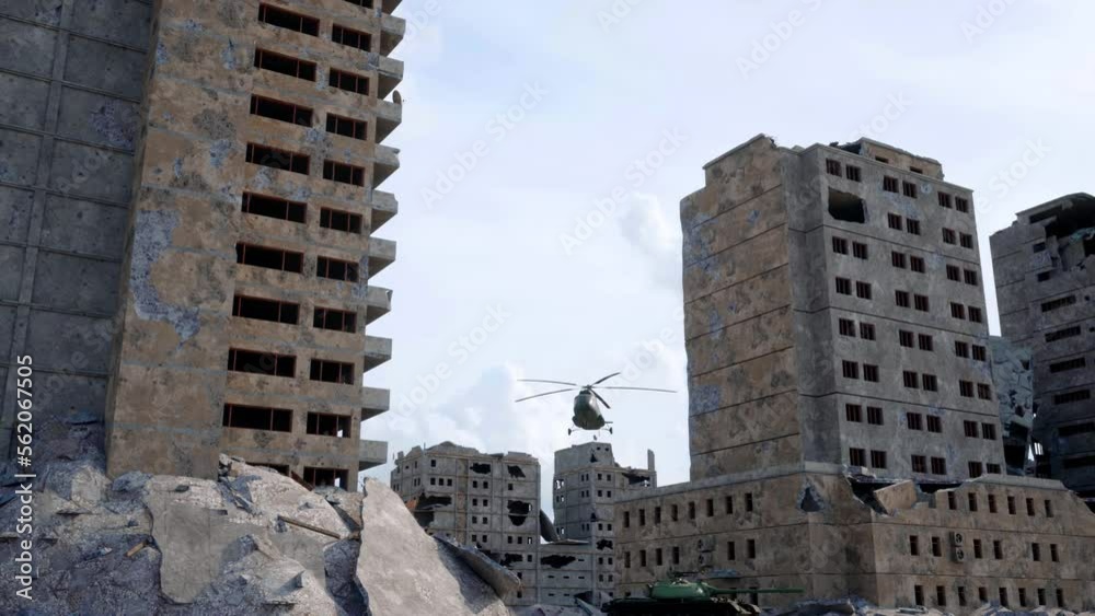 Multiple military helicopters and armored vehicles conducting patrols ...