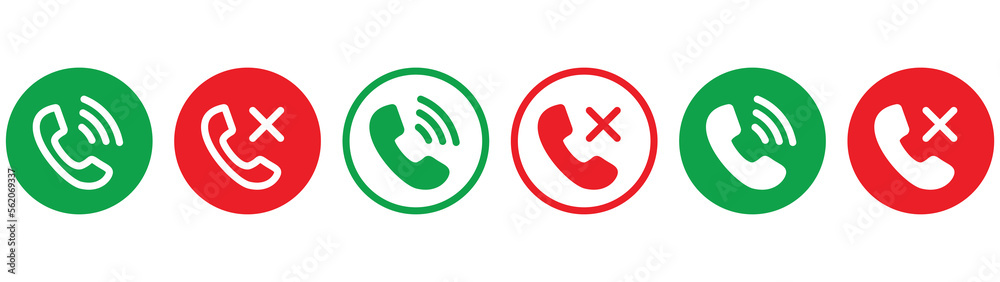 call connected and disconnected icon set. style symbol, vector ...