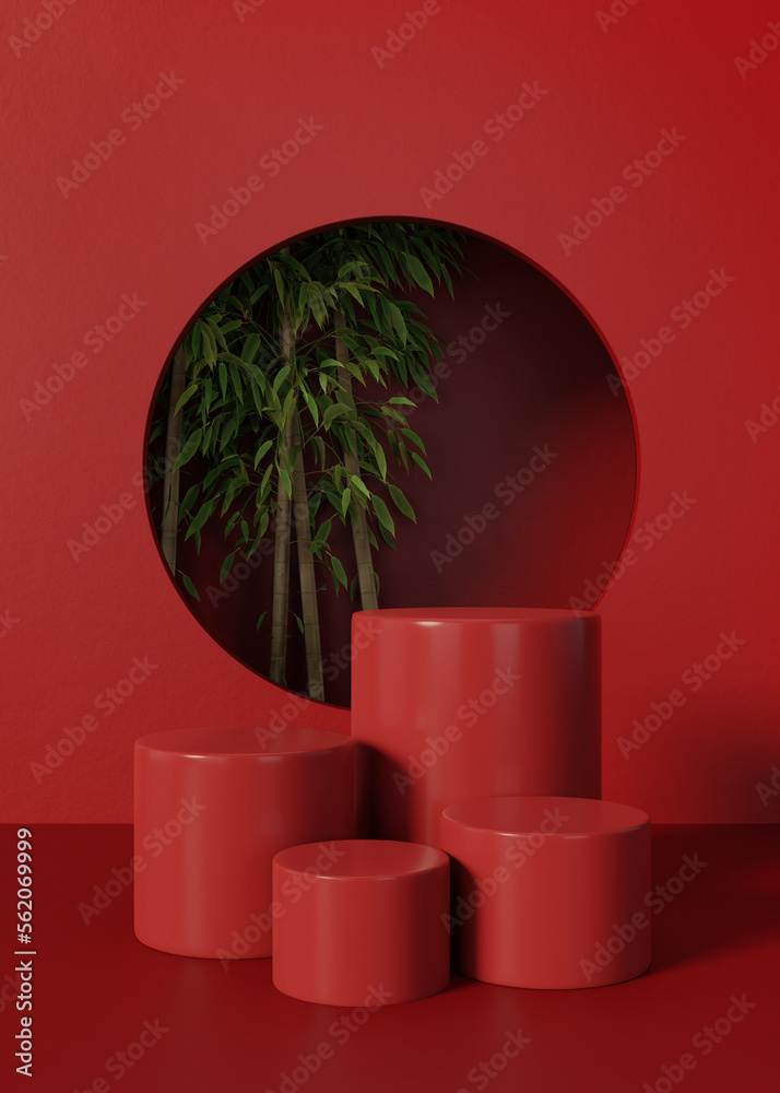 Chinese style display podium minimal for product backdrop. 3d rendering ...
