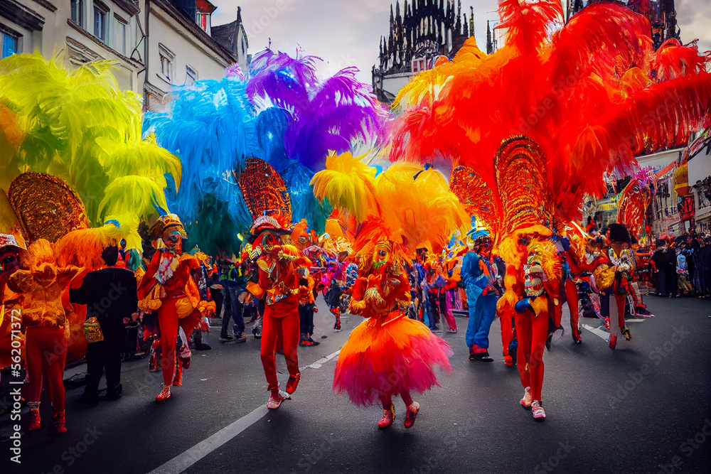 colorful carnival parade, Generative AI Illustration Stock Illustration ...