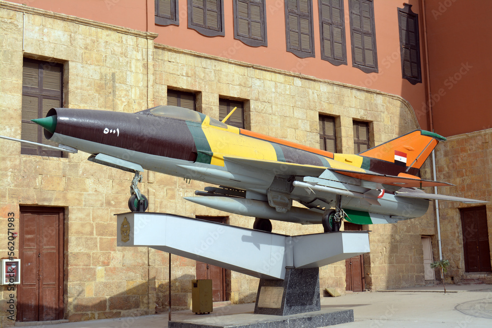 Cairo, Egypt, January 7 2023: USSR MIG 21M fighter interceptor aircraft ...