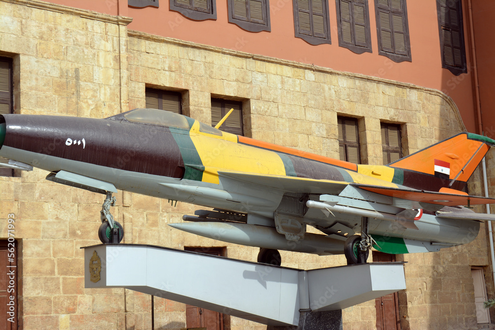 Cairo, Egypt, January 7 2023: USSR MIG 21M fighter interceptor aircraft ...