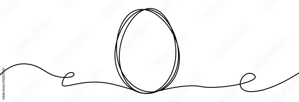 Easter egg one line drawing.Continuous line drawing of simple egg ...