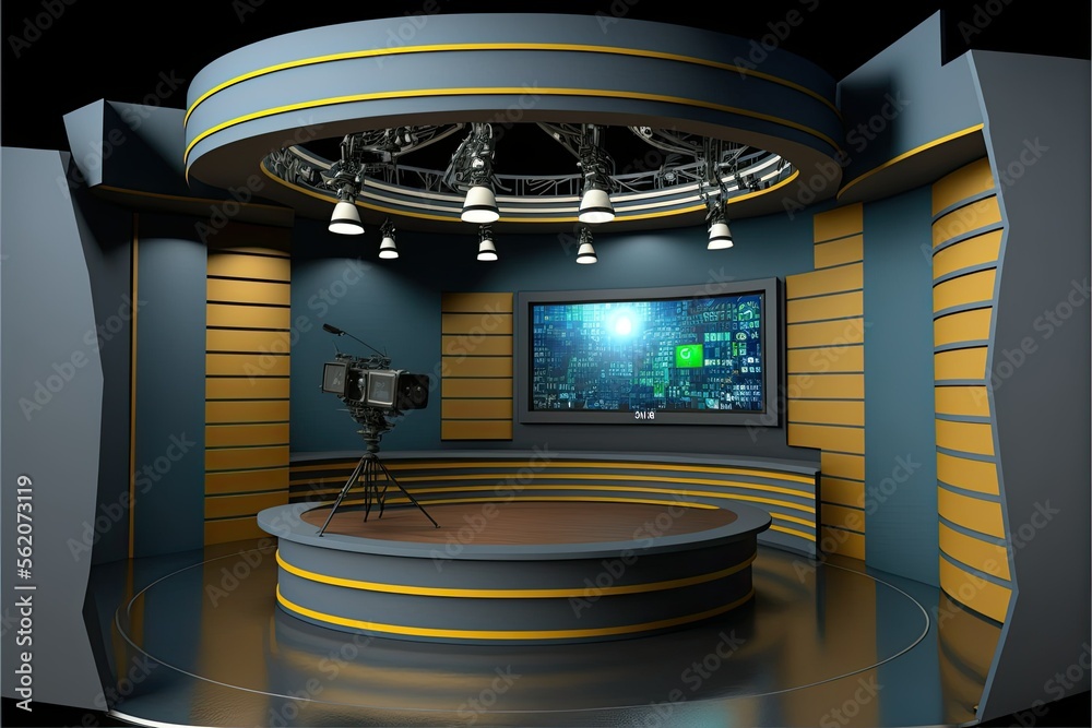 Virtual TV Studio News Set 7, 3d Rendering , ai generated Stock ...
