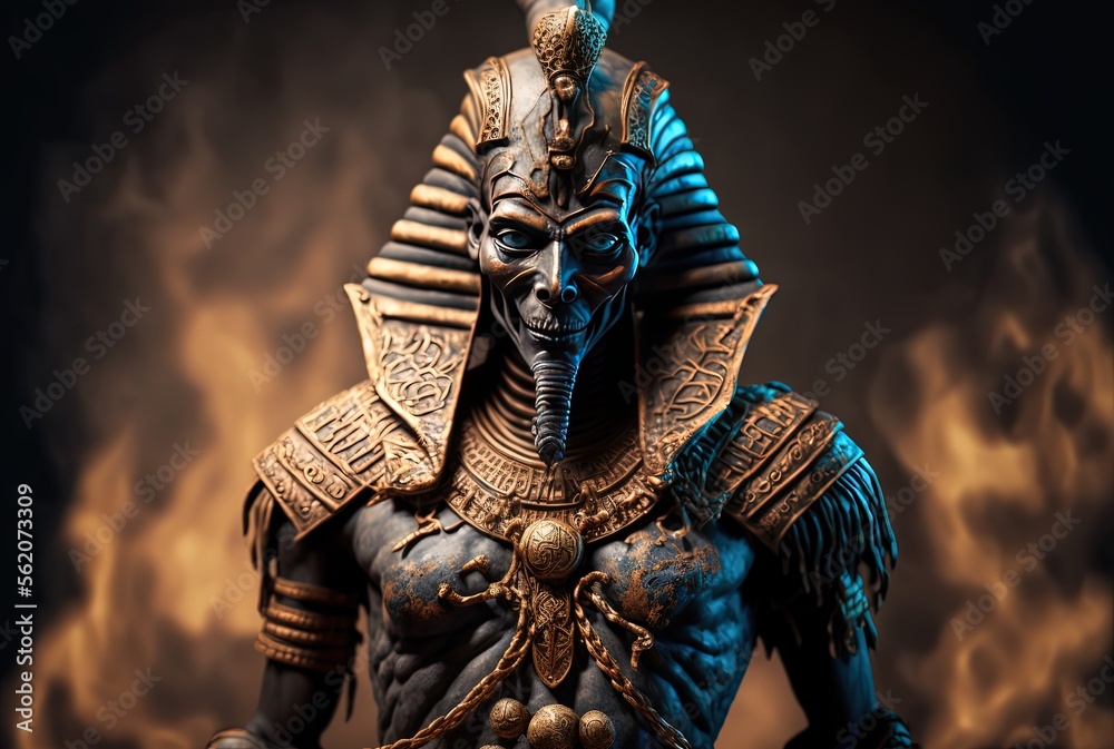 ancient Egyptian soldier corpse body with light glow on eyes energy ...