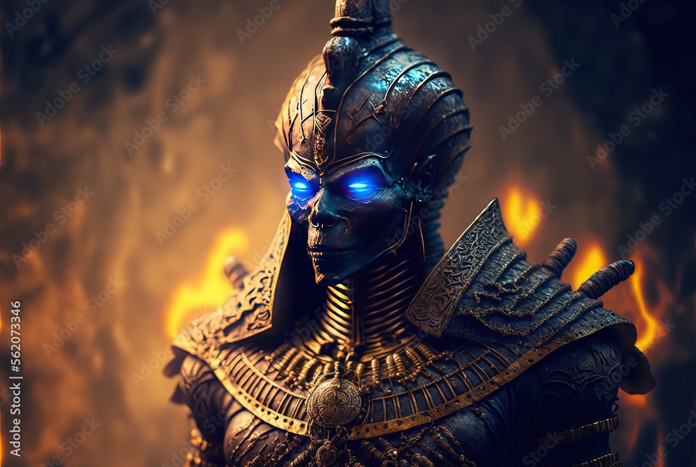 ancient Egyptian soldier corpse body with light glow on eyes energy ...