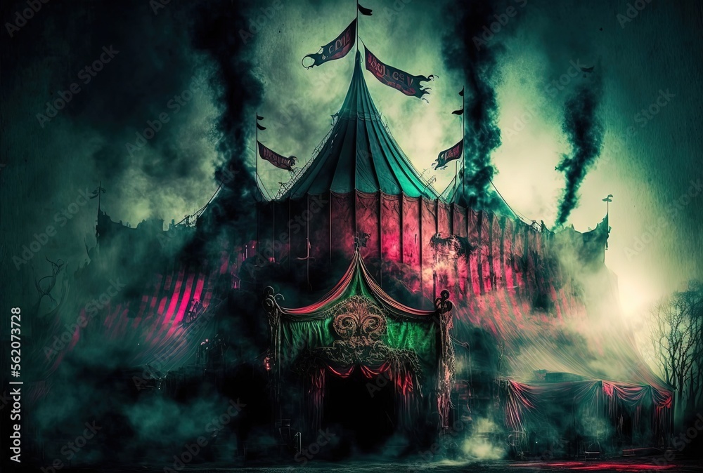 creepy circus in hellish atmosphere, Generative Ai Stock Illustration ...