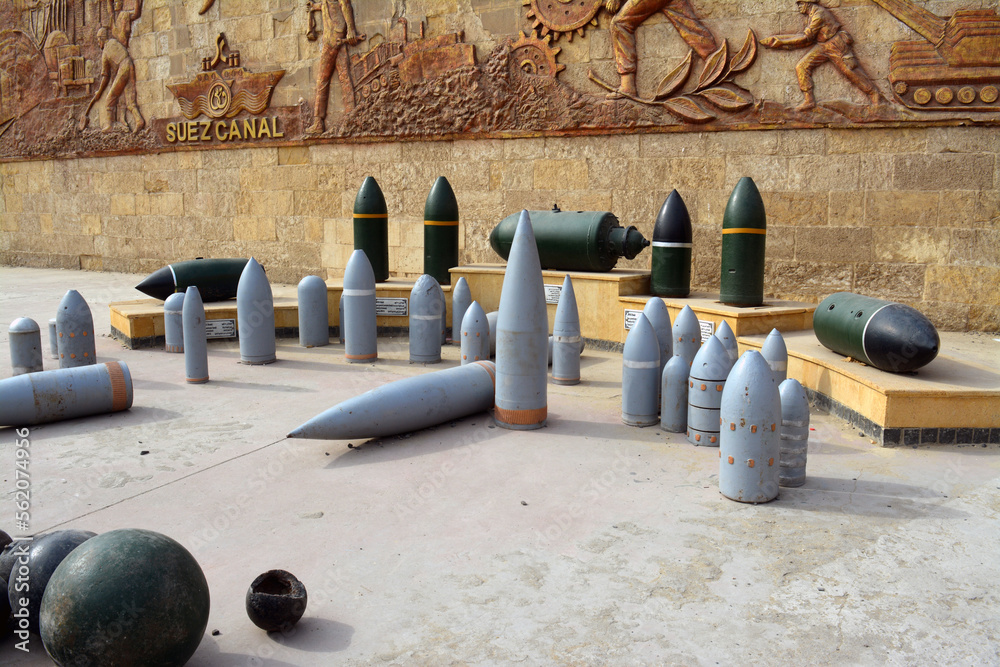 Cairo, Egypt, January 7 2023: Bombs of different types and sizes ...