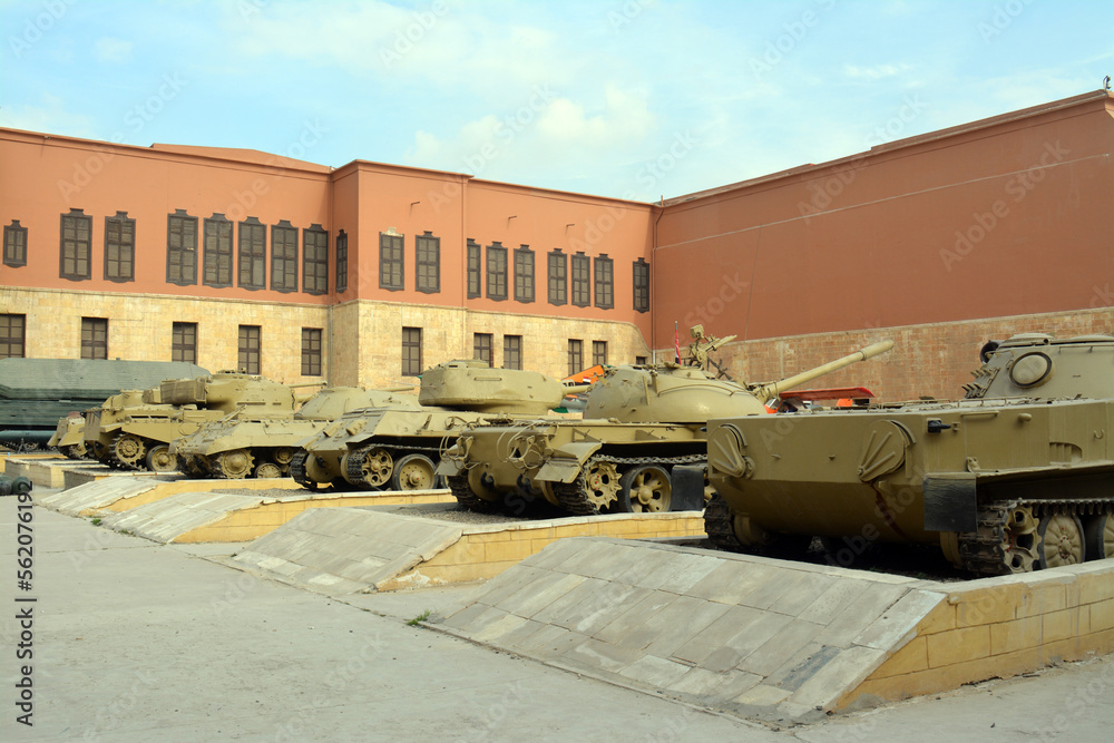 Cairo, Egypt, January 7 2023: old tanks, armored fighting vehicle used ...