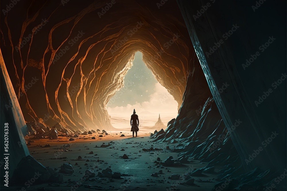 Ilustrace „Time and space wanderer exploring a newly discovered planet ...