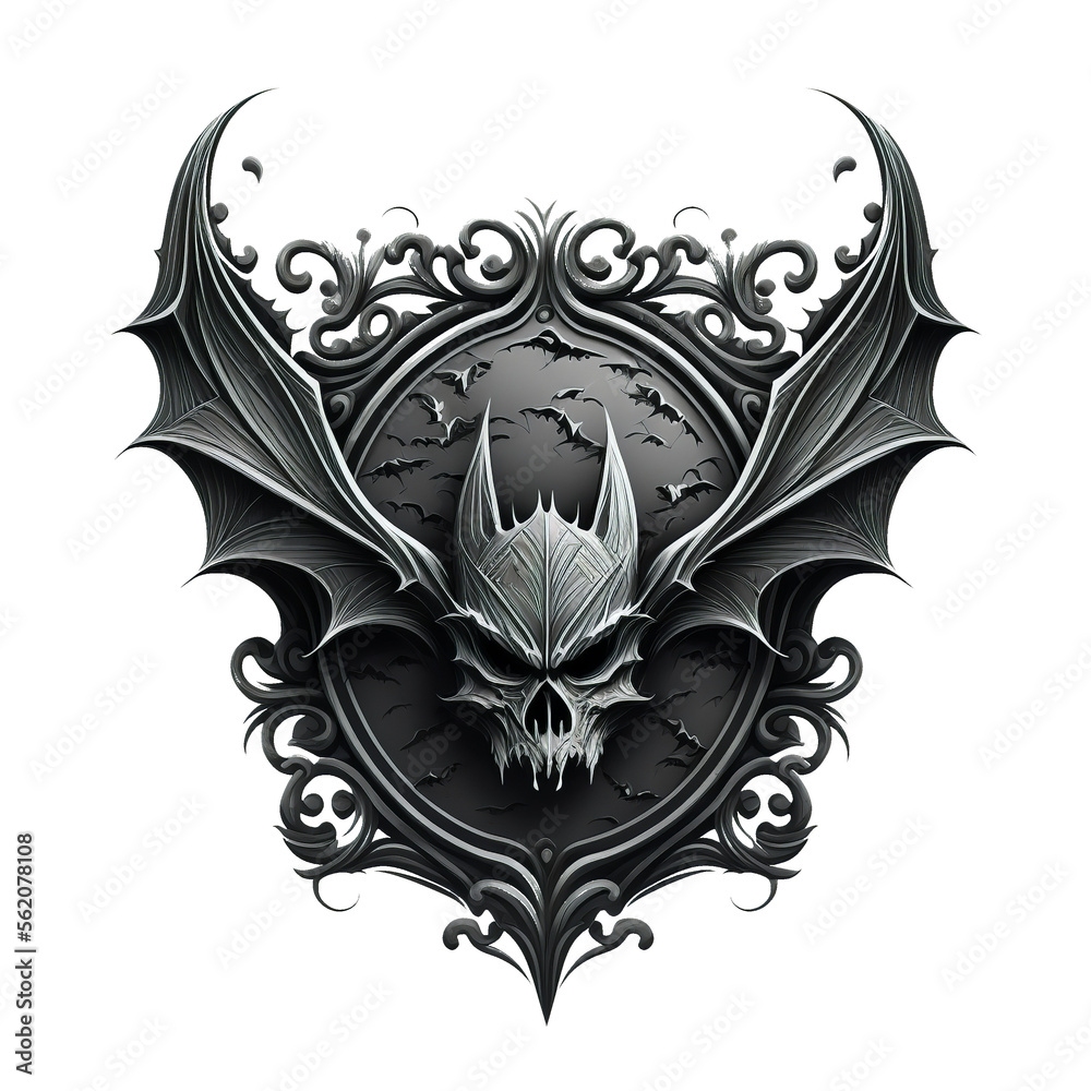 Dark fantasy gothic bat logo template design illustration Stock ...