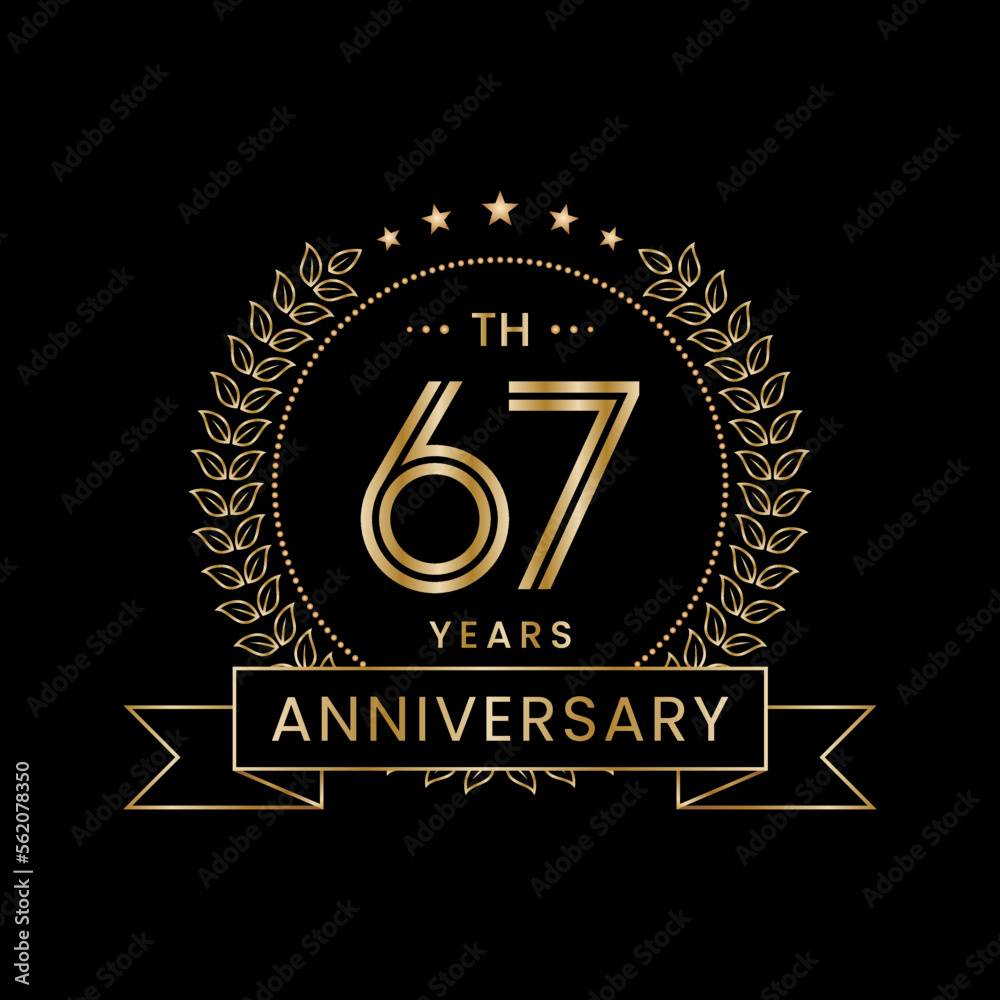 67th Anniversary Template Design Concept with Laurel wreath for ...
