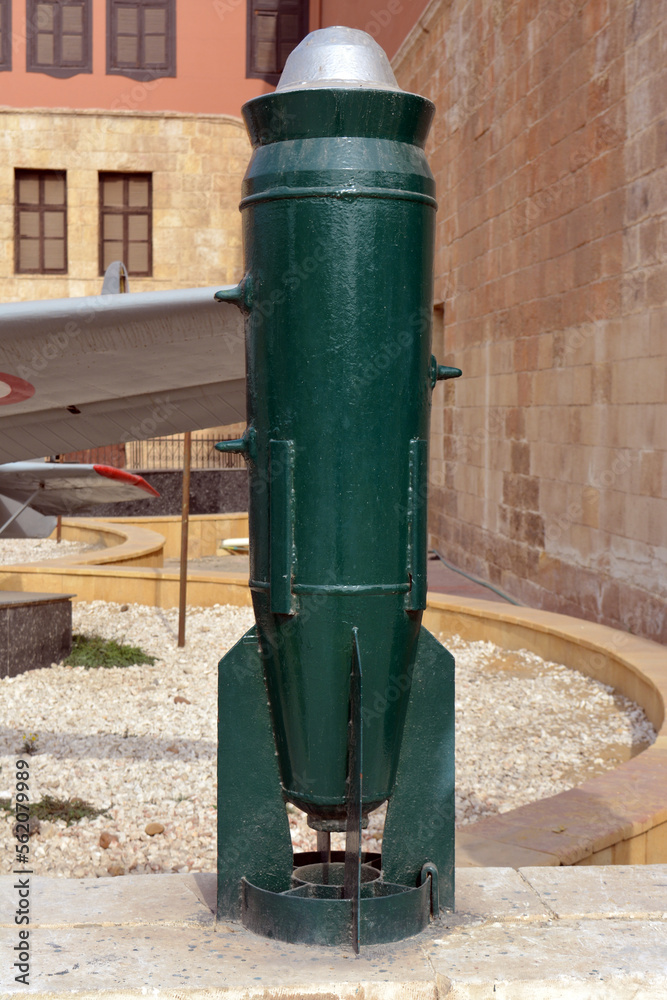 Cairo, Egypt, January 7 2023: old ancient retro highly explosive heavy ...