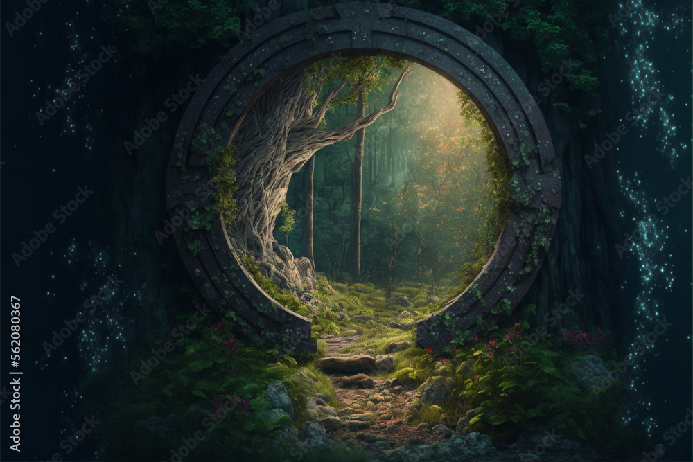 Nature background portal in the forest AI technology generated image ...