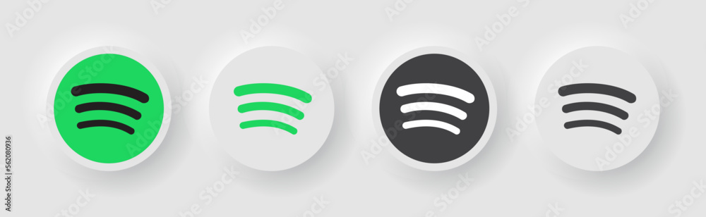 Spotify logo round icons. Neumorphism style. Stock Vector | Adobe Stock